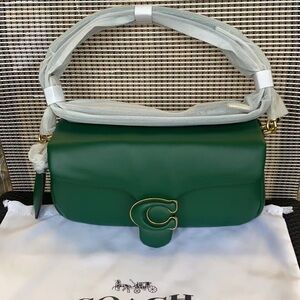 Coach | Bags | Coach Green Leather Shoulder Bag | Poshmark